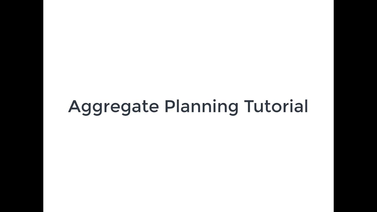 Tutorial 7 Aggregate Planning