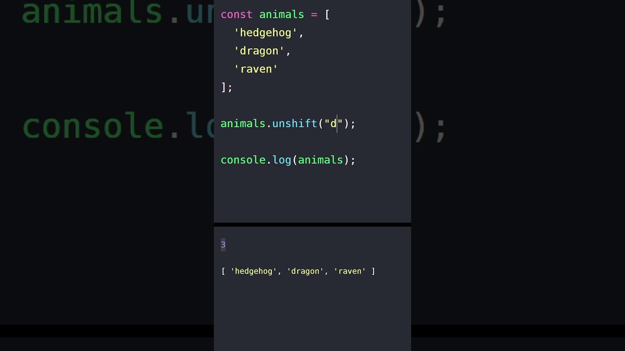 28) Unshift - JS Array Methods Under A Minute #Shorts