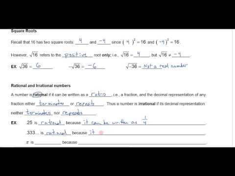 Square Roots, Rational and Irrational Numbers