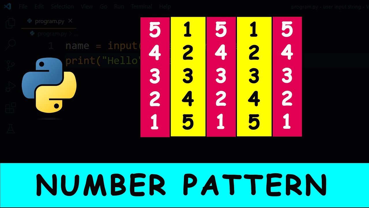 Python Program To Print Number Pattern in Square Shape | 13