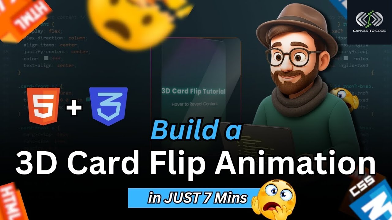 3D Card Flip Animation using HTML CSS Tutorial | Canvas to Code #htmlcss #cssanimation #htmltutorial
