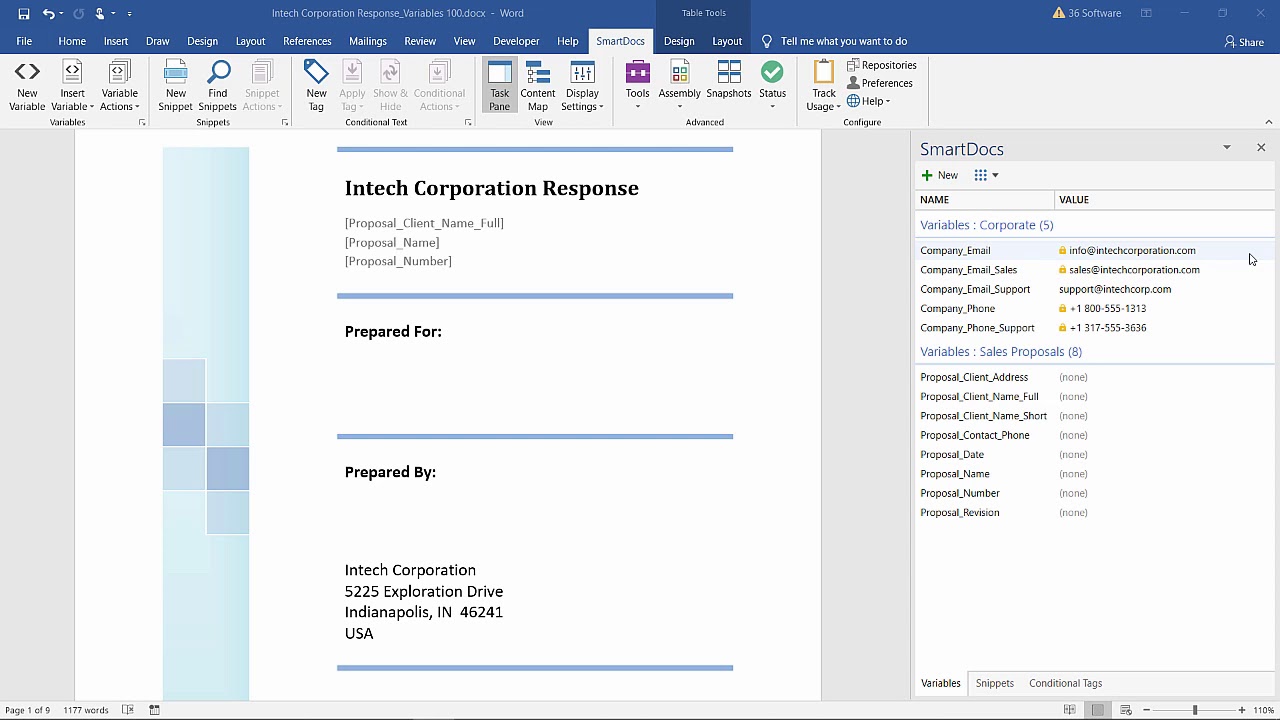 SmartDocs University (Sample): Introduction to Reusable Variables