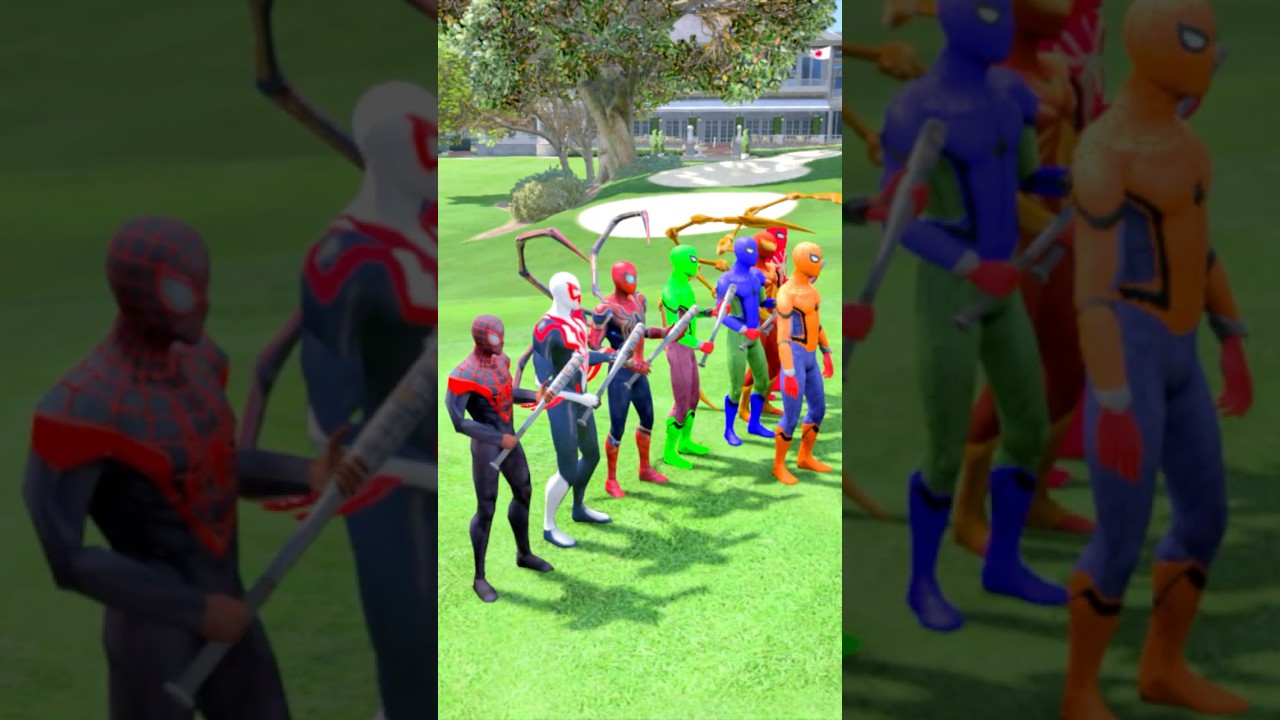10 Spider-Men Show Up and Make Venom Army Run Away #shorts #spiderman #superhero #gta5