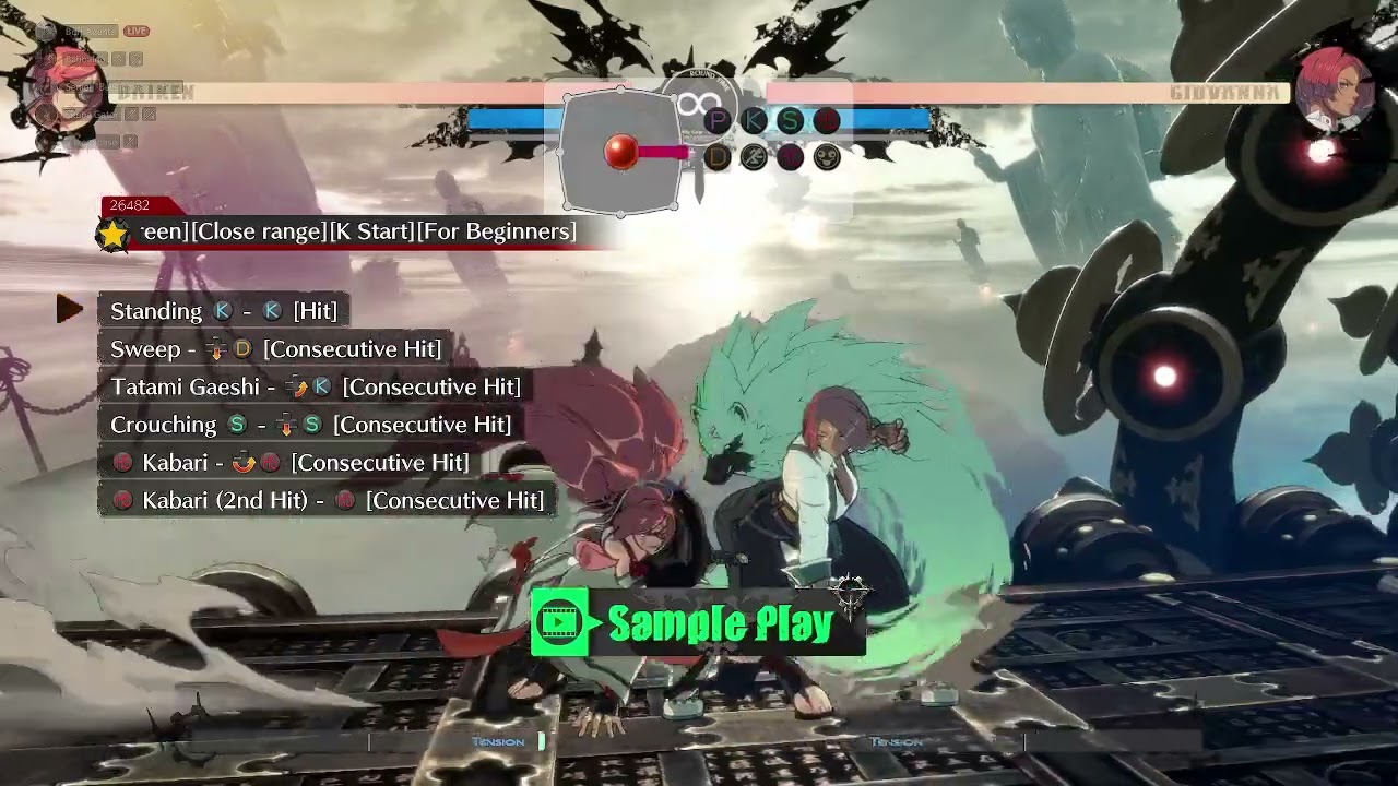 Baiken Close-range Punish/Knockdown Combo on Lightweights