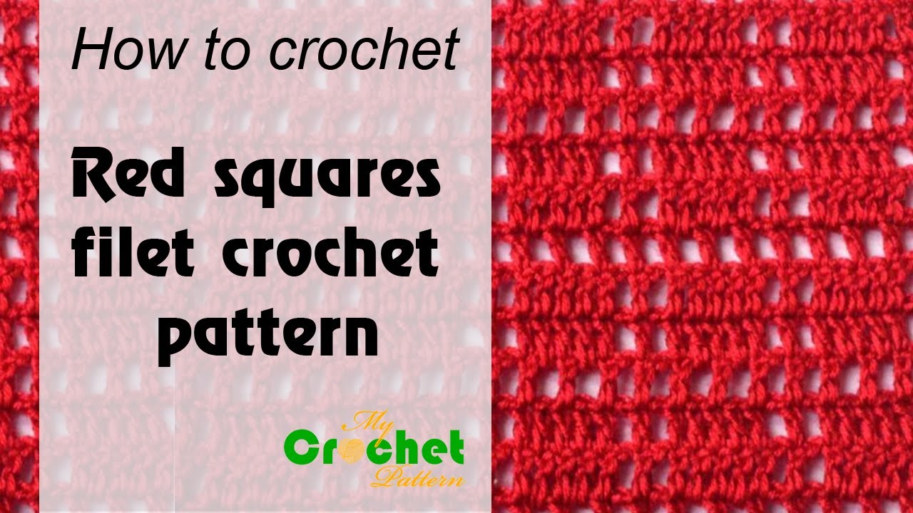 Red squares filet crochet pattern