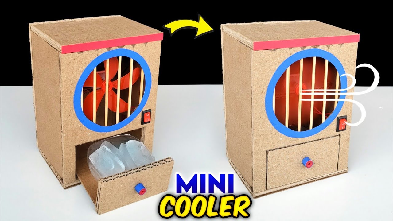 How to make MINI Cooler from cardboard , Best school project , summer vacation activity