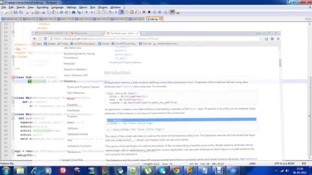 Google App engine datastore tutorial using Python