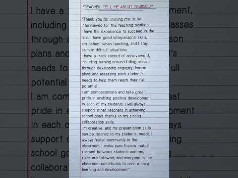 TEACHER: TELL ME ABOUT YOURSELF INTERVIEW QUESTION AND ANSWER! #shorts