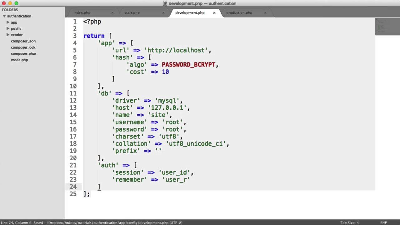 PHP Authentication: Configuration (4/30)
