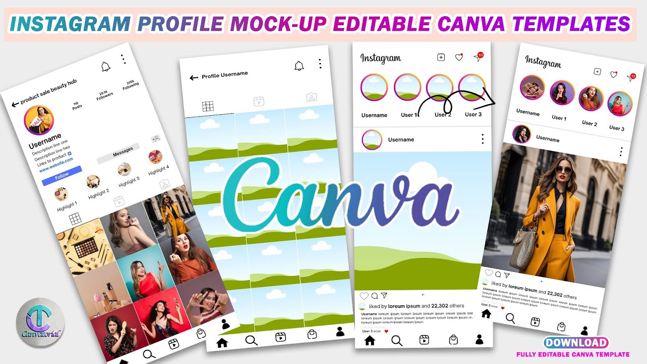How to make Instagram Profile & feed Mock-up in Canva I Editable Canva Templates