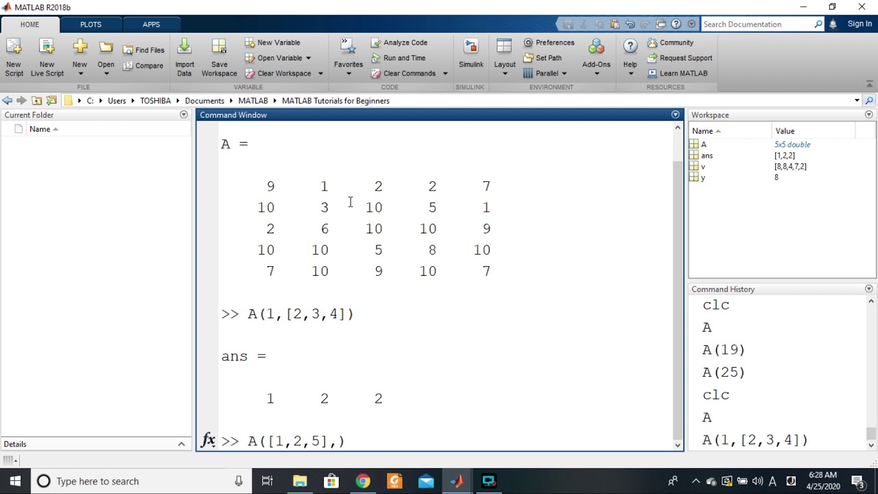 MATLAB 5.15.  Arrays - Indexing (multiple elements)