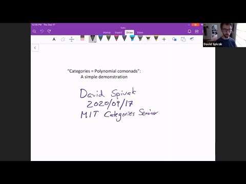 David Spivak: "Categories = polynomial comonads", a simple demonstration