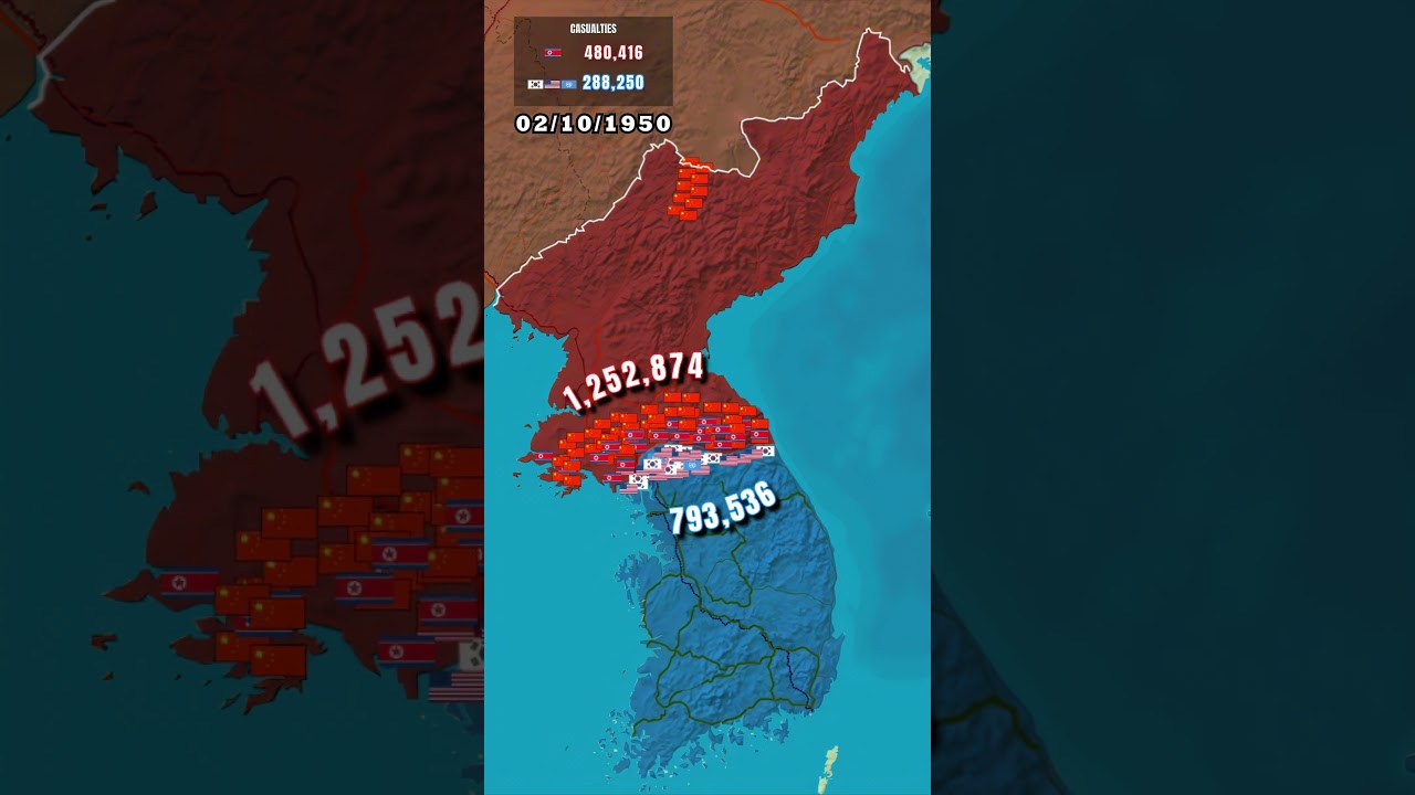 Korean War (1950–1953) in 1 minute using Maps [OLD VERSION]