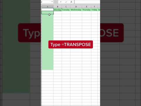 How to transpose data in Excel using =TRANSPOSE