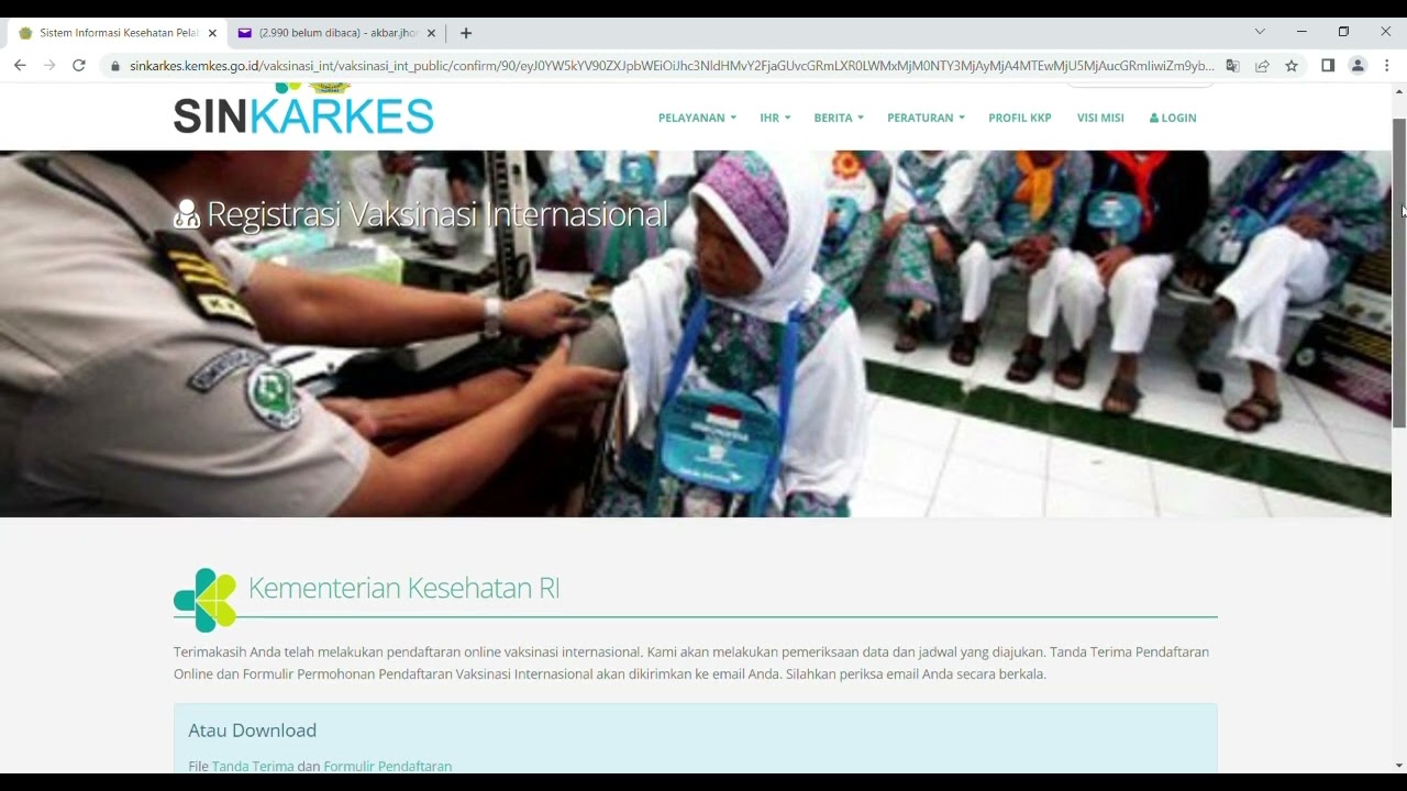 Tutorial Pendaftaran Online Vaksinasi Internasional (Meningitis)