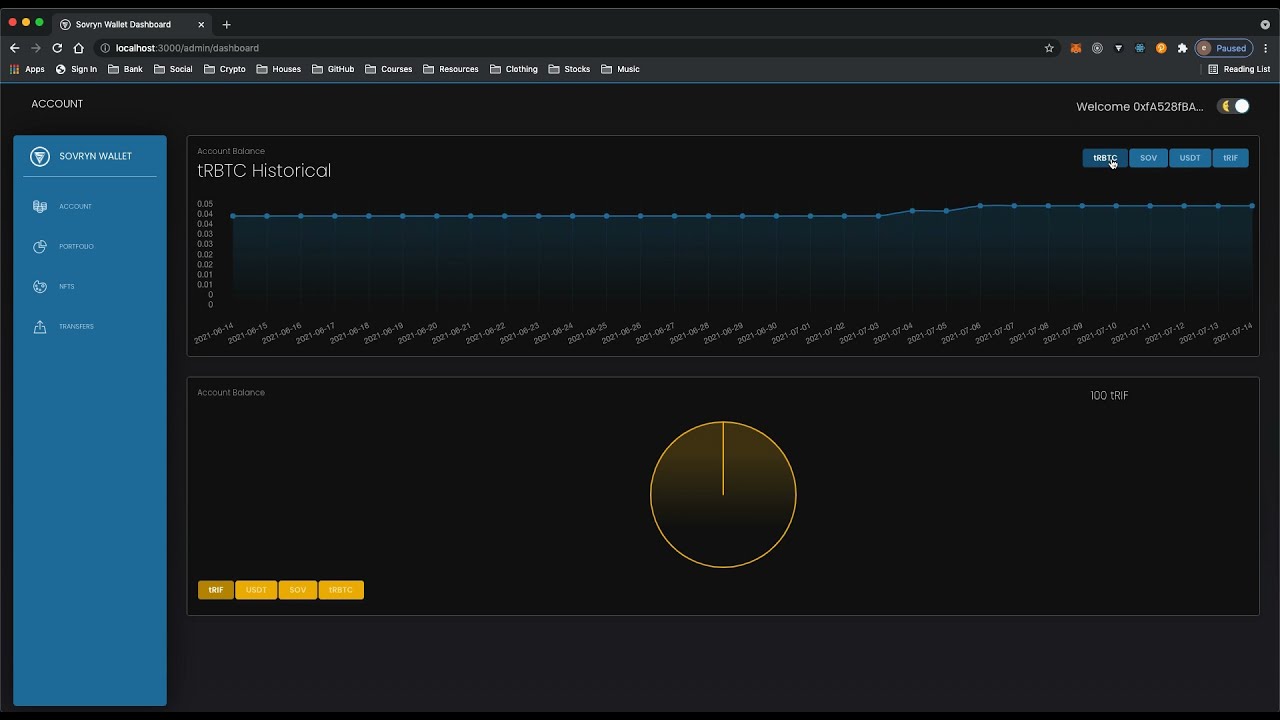 Sovryn Wallet Dashboard Demo dApp