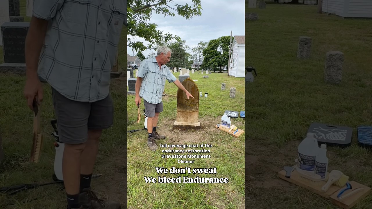 Cleaning a monument with Endurance Gravestone & Monument Cleaner yields IMMEDIATE results