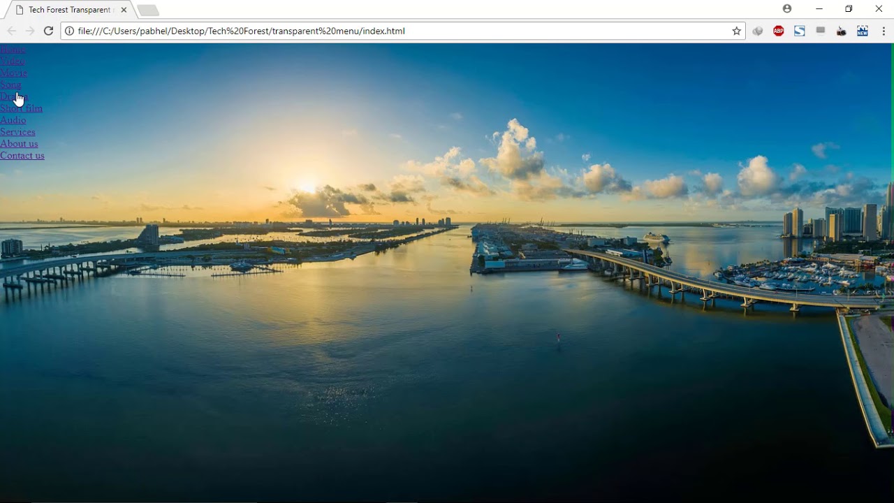 How to create transparent menu or Navigation bar using html and css tutorial.