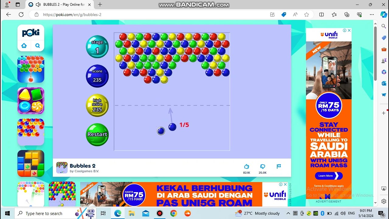 Playing Bubbles 2 Poki(14/5/2024)
