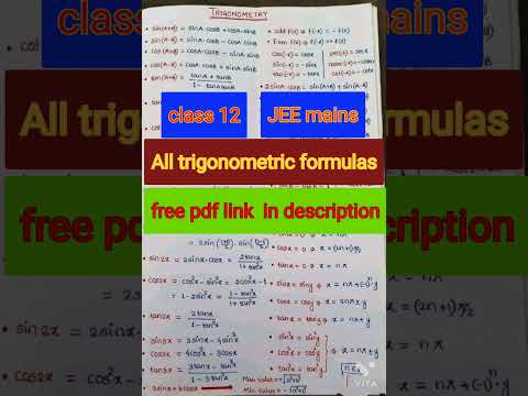 all trigonometric formula class 11,12, JEE main#physicswallah#mathformula #mathtrick #studenthelper
