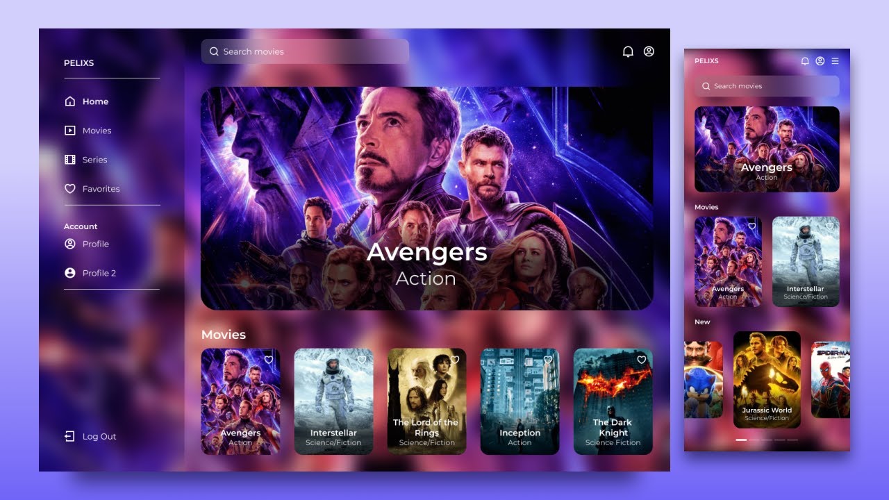 Responsive Dashboard Using HTML CSS And JavaScript | Movie Dashboard