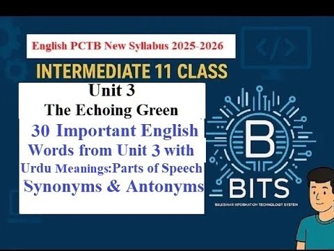 30 Important English Words | Unit 3 | The Echoing Green | Urdu Meanings | Synonyms | Antonyms