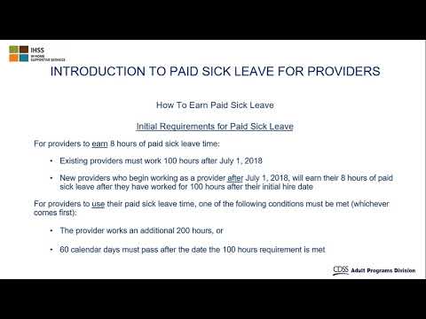 Introduction to Paid Sick Leave for Providers