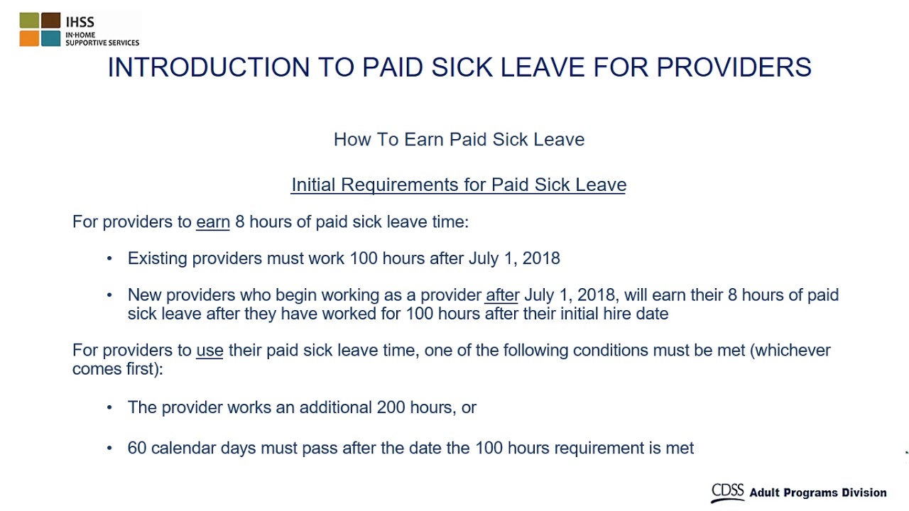 Introduction to Paid Sick Leave for Providers