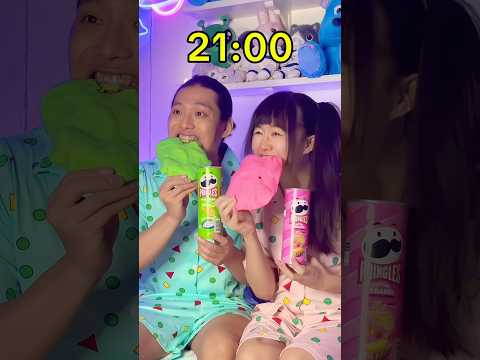 Green Pink Food Challenge Mukbang ASMR 🥵Our weekend 😂 #funny #asmr #mukbang #shorts