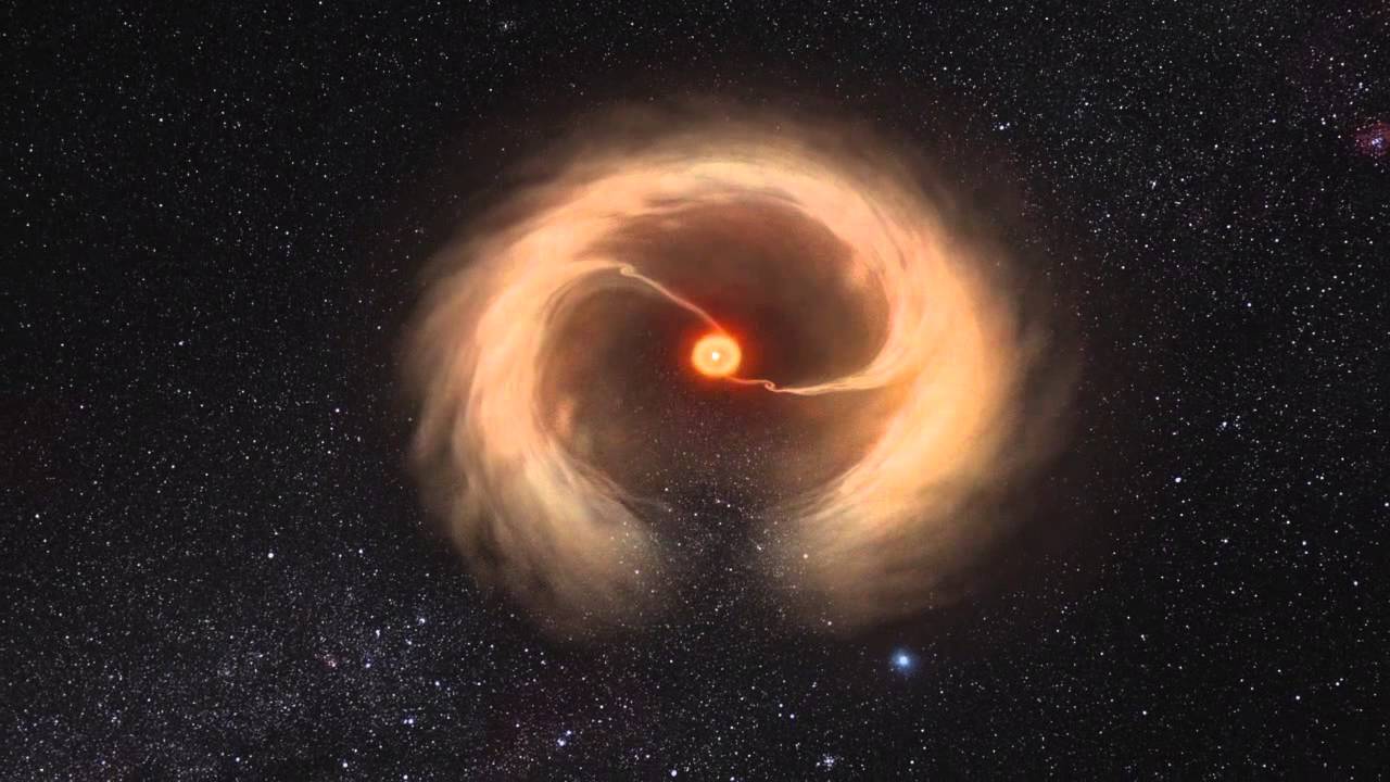 Artist's impression of the disc and gas streams around HD 142527