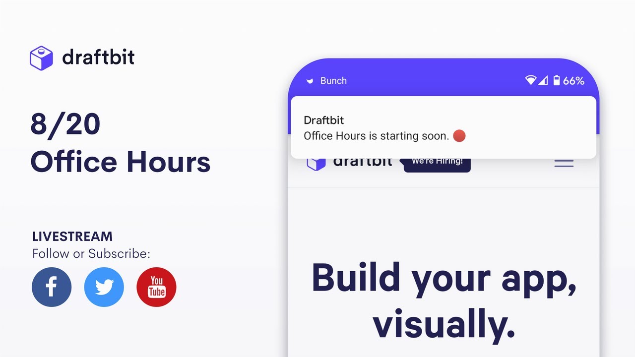 No-Code Auth, GitHub Integration, Push Notifications, and more… | Draftbit Office Hours Livestream