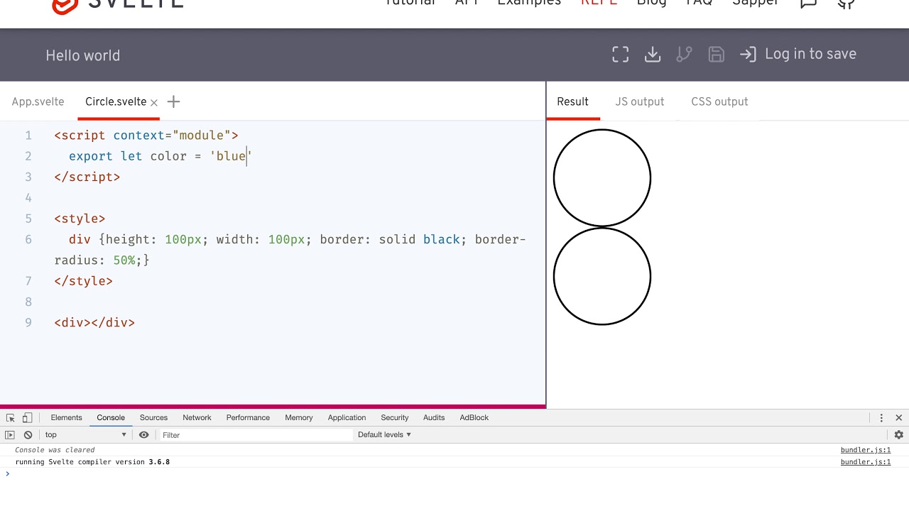 Svelte - Module script tag (context=