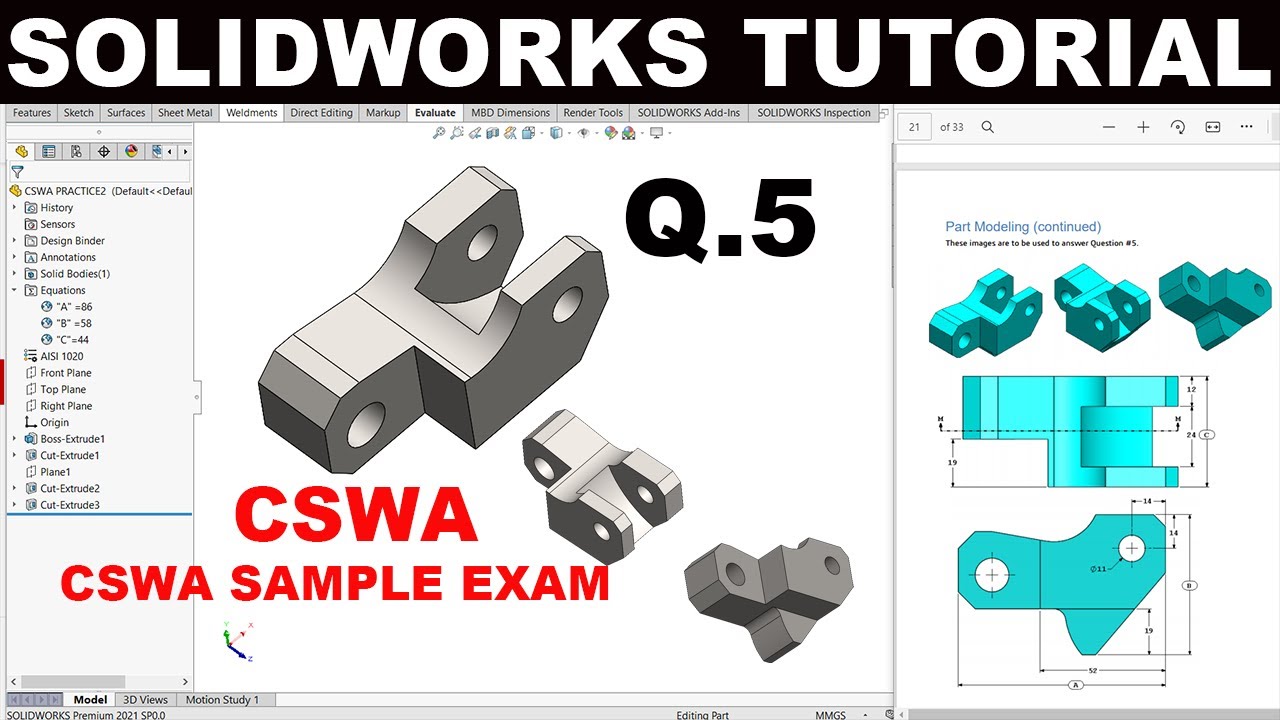 Solidworks tutorial CSWA Practice Sample Exam PART3