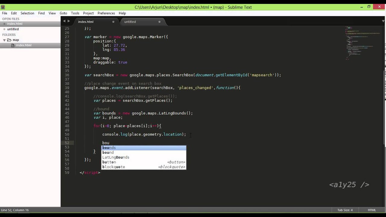 javascript google maps api - dynamic search place input box, draggable marker, bounds