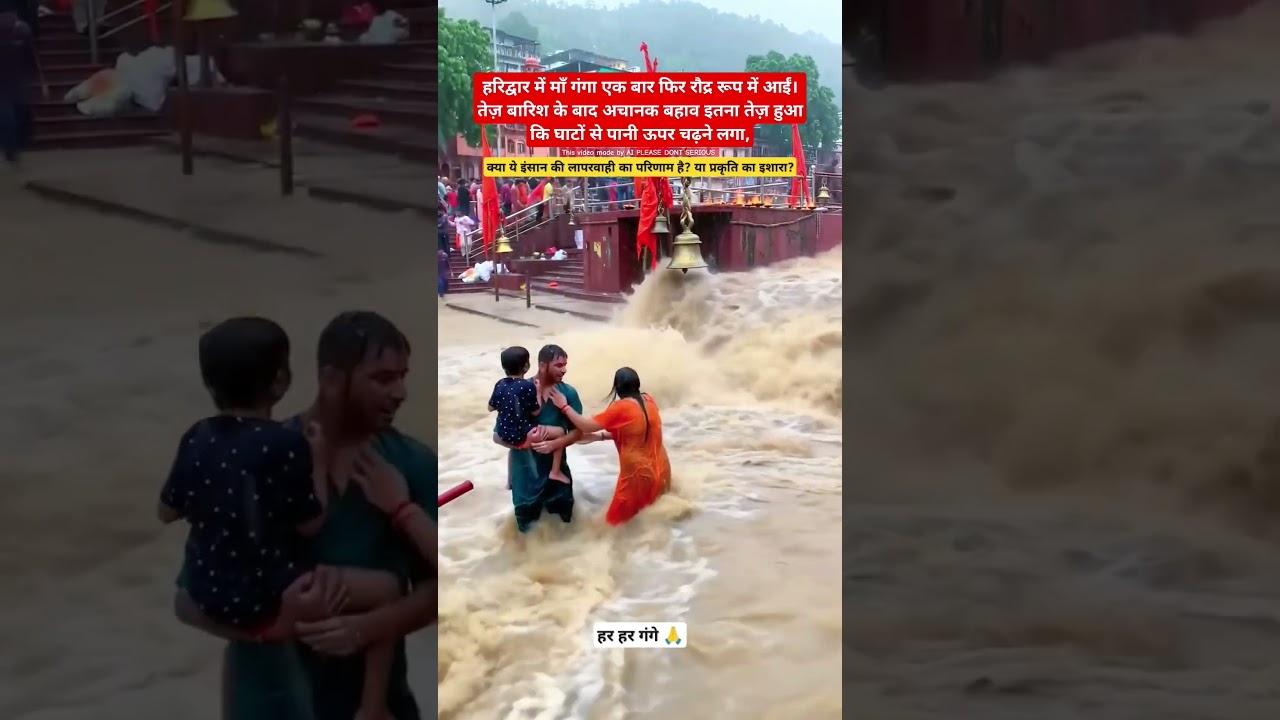 हरिद्वार में माँ गंगा का रौद्र रूप 😱 सब कुछ बहा ले गई तेज़ धार | हर हर गंगे 🙏