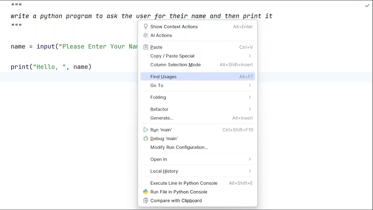 write a python program to ask the user for their name and then print it