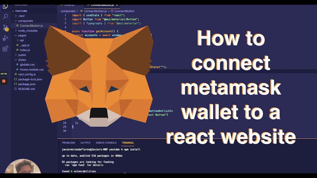 React Website: Connect to metamask wallet button