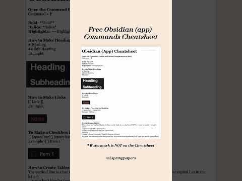 FREE Obsidian Cheatsheet PDF Download