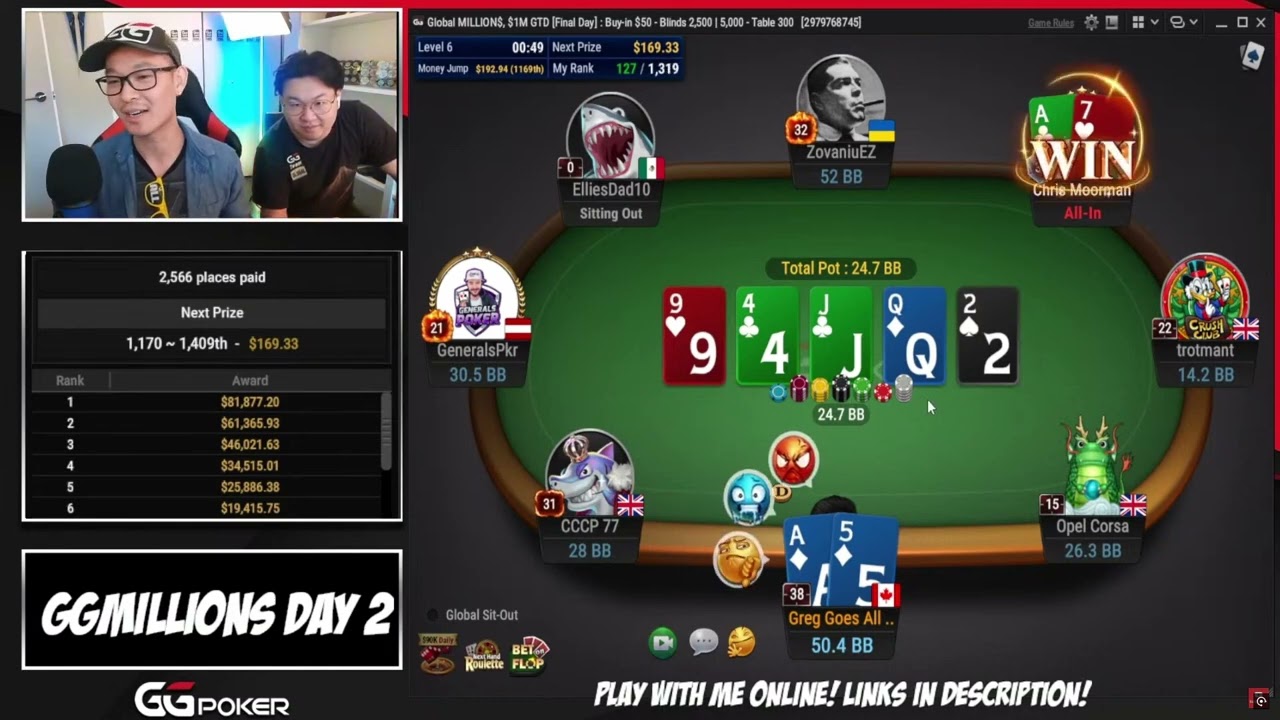GGteam Member Greg Goes All In Potentially using RTA in Online Poker Tournament