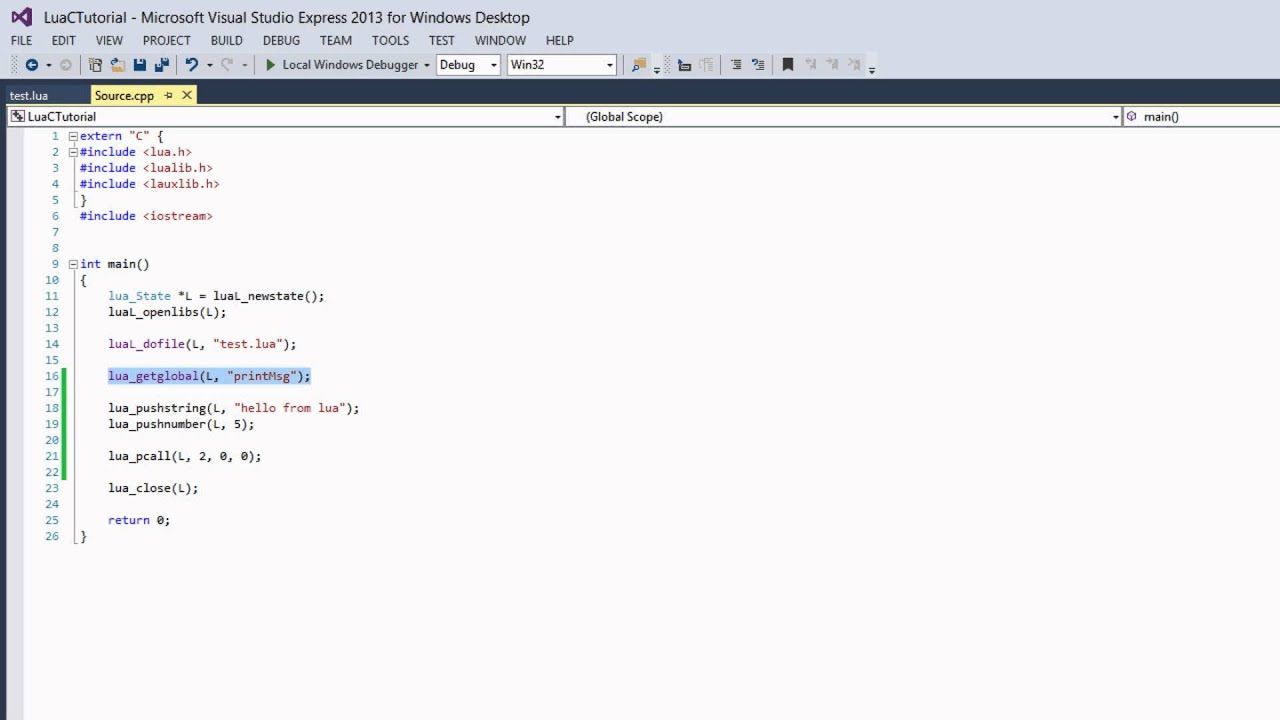Lua Tutorial 25: Calling Functions From C
