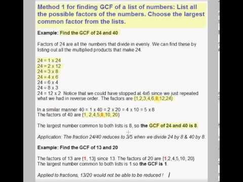 Greatest Common Factor (GCF) - Two Methods For Finding It!