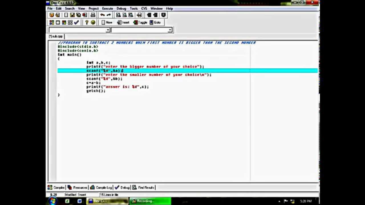 PROGRAM TO SUBTRACT 2 NUMBERS