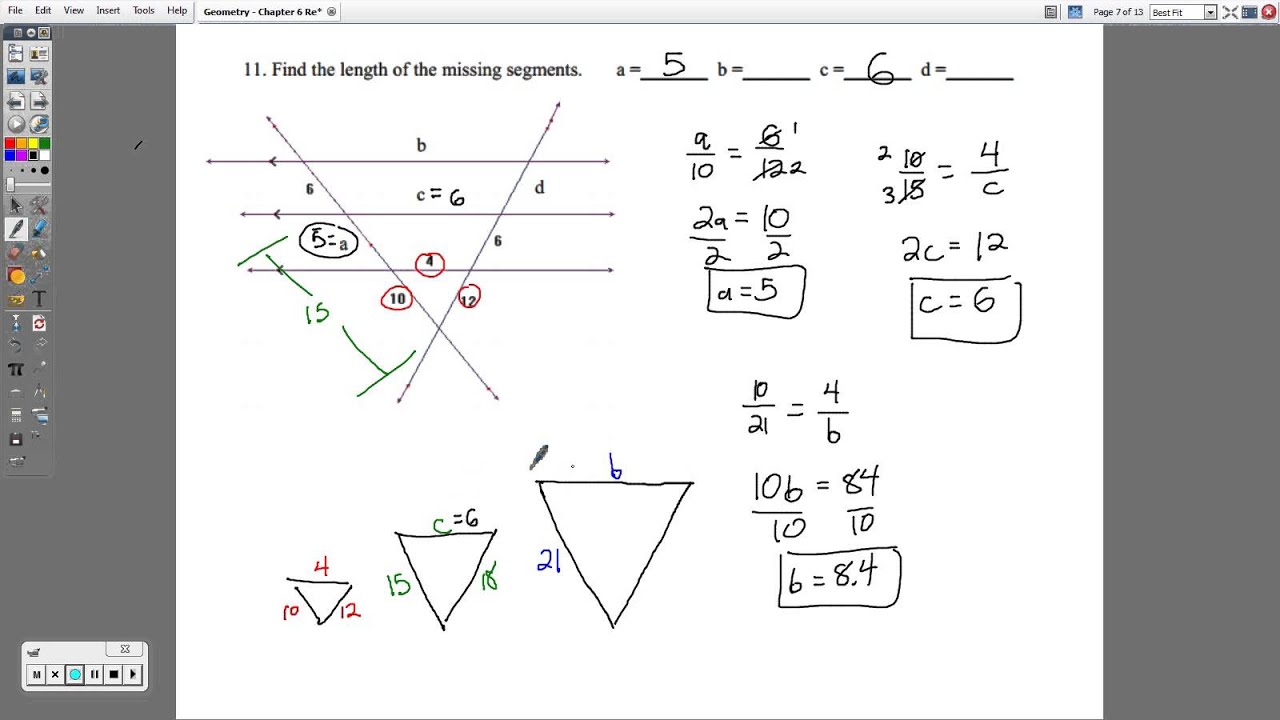 Geometry - Chapter 6 Review Packet (Similar Triangles)