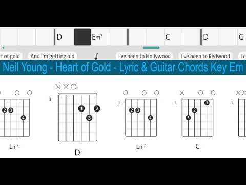 Neil Young - Heart of Gold - Lyric & Guitar Chords Key Em