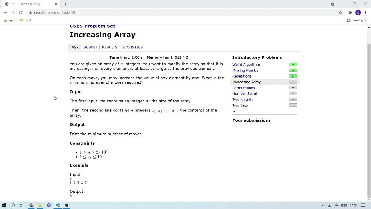 [CSES.FI PYTHON] Increasing Array