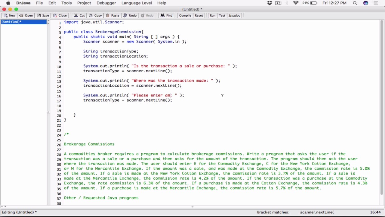 Other Java Programs - (Part 1) Brokerage Commissions - Java