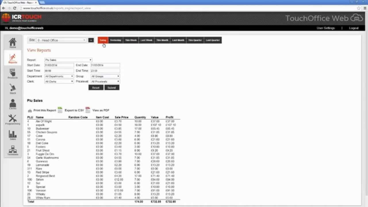 TouchOffice Web Reports