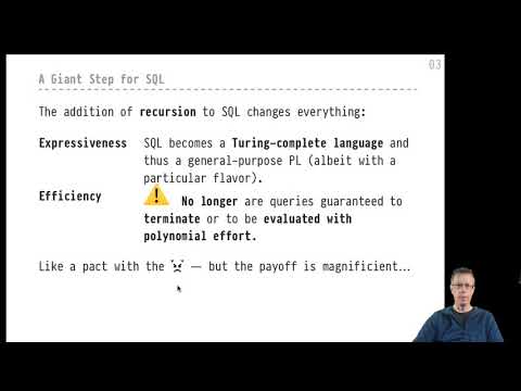 Advanced SQL — Chapter #06 — Video #39 — Recursion in SQL, recursive CTE syntax & semantics (UNION)