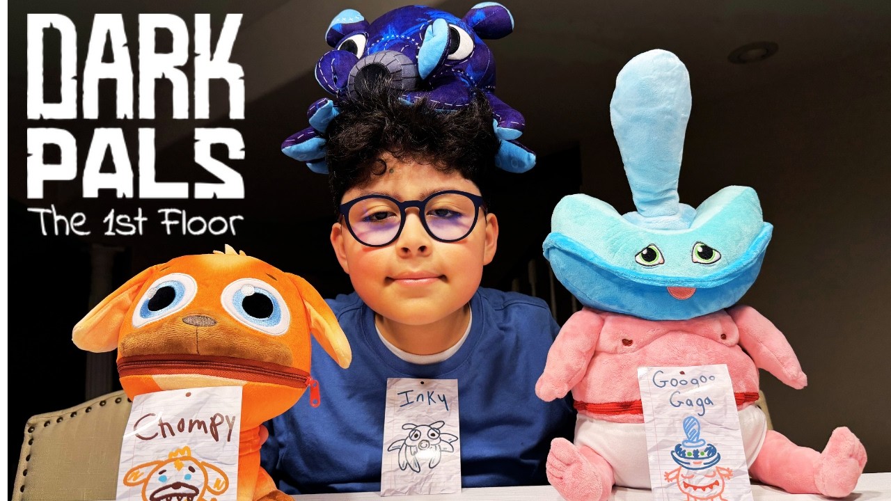 NEW OFFICIAL Dark Pals Plushies (Bundle: Binky Drinky Chompy Chasey Inky Plush