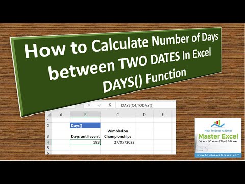 Excel Formula - Count Number Of Days Between Two Dates Today